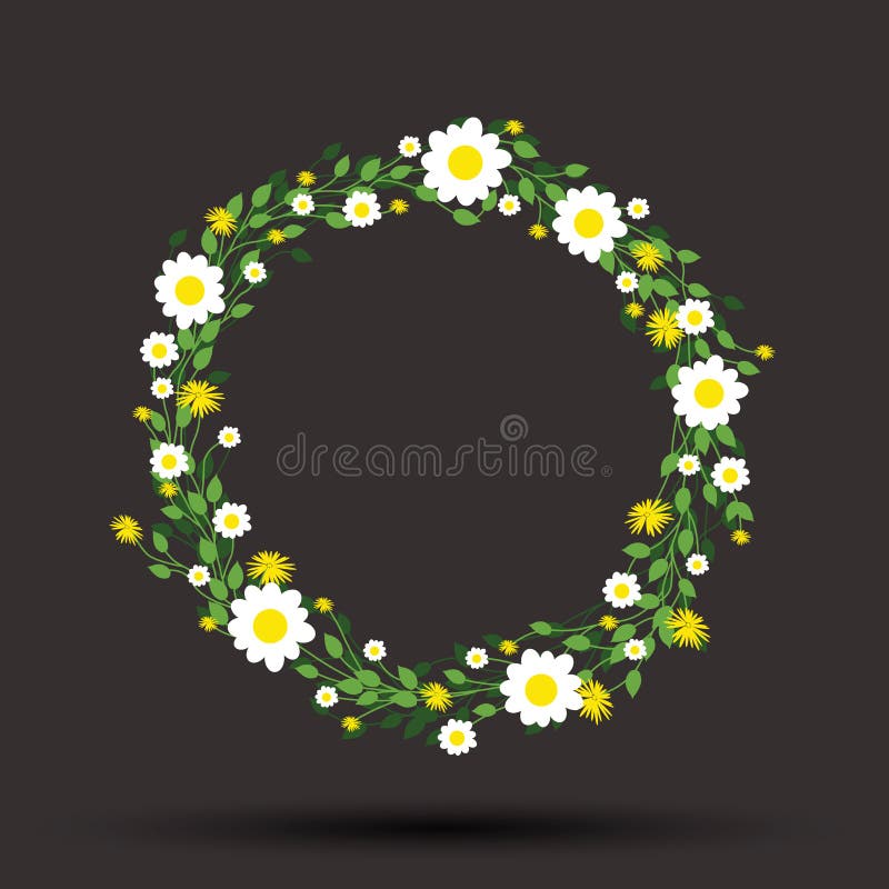 Round floral daisy pattern stock vector. Illustration of green - 71117398