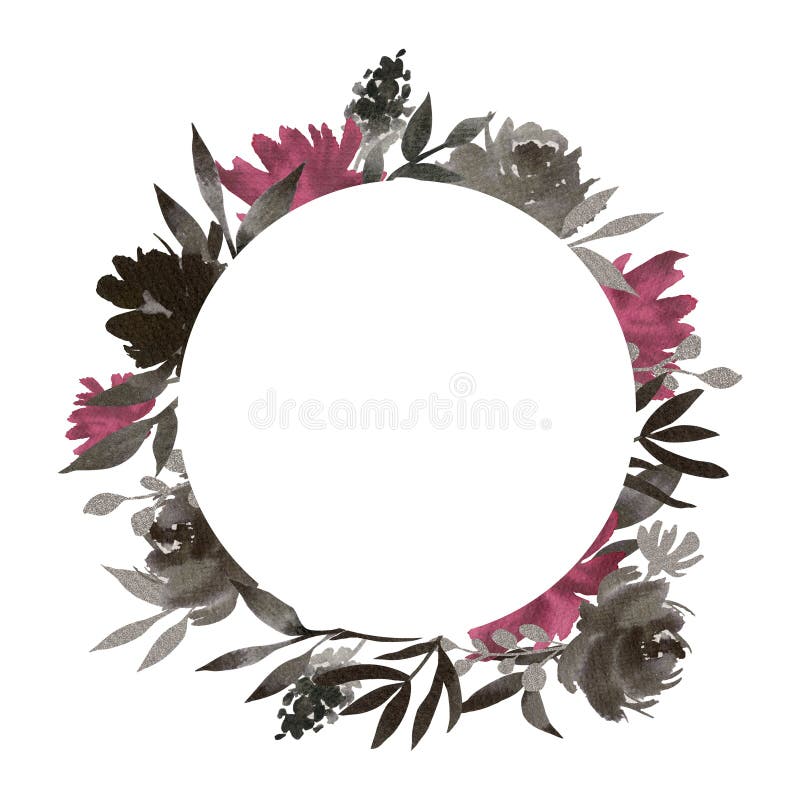 Round Floral Frame for Celebration Design Stock Illustration ...