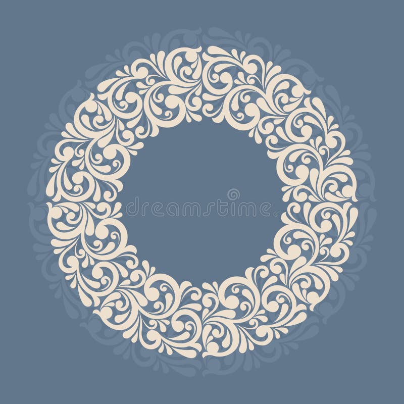 Round floral frame. stock vector. Illustration of damask - 37516852