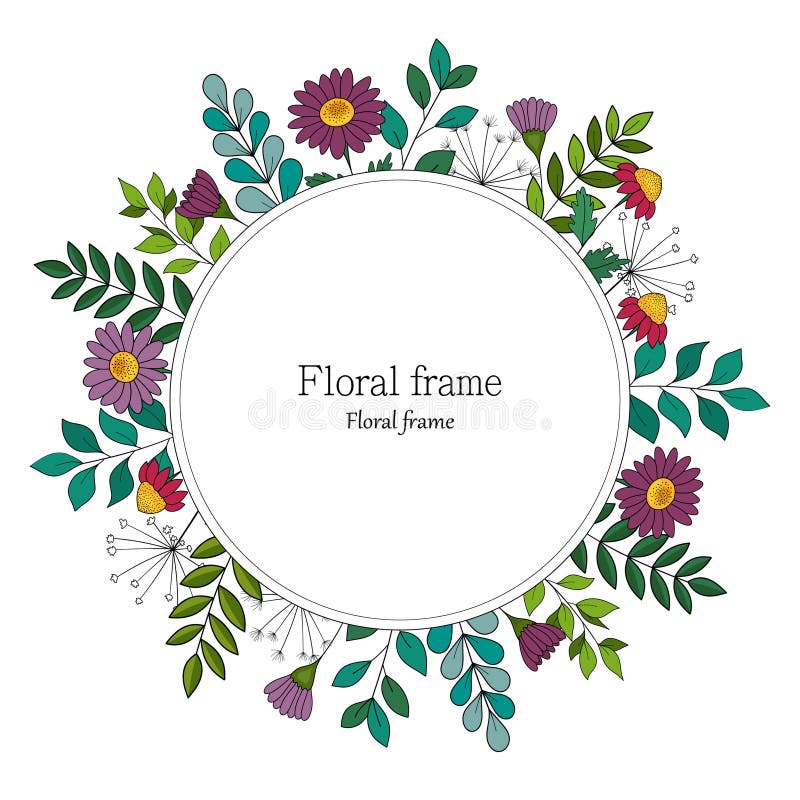 Round floral frame. stock vector. Illustration of vector - 274898737