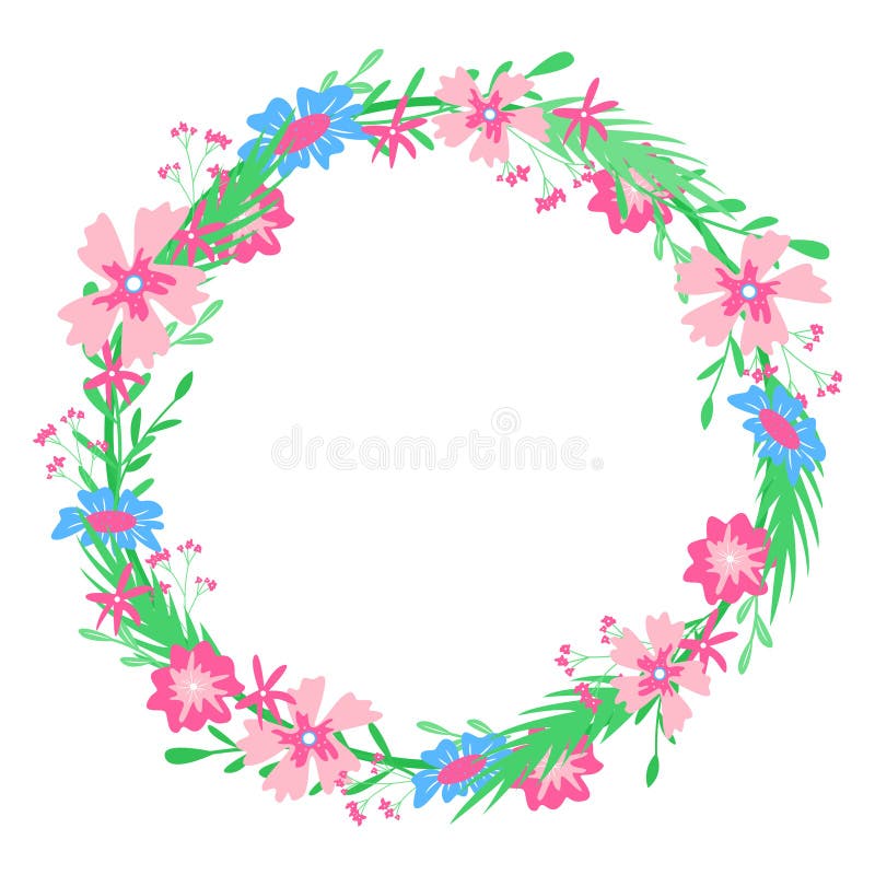Round Floral Frame. Hand-drawn Vector Illustration Stock Vector ...