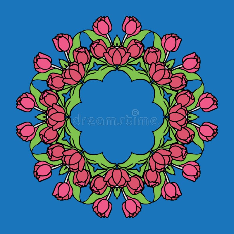 Round floral frame stock vector. Illustration of card - 49388986