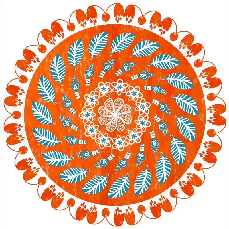 Round Floral Grunge Decorative Pattern, Stock Illustration ...