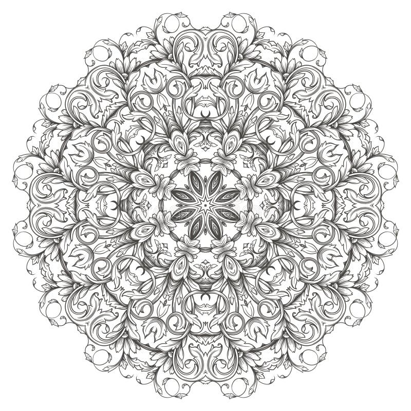 Round floral pattern stock vector. Illustration of embroidery - 42303421