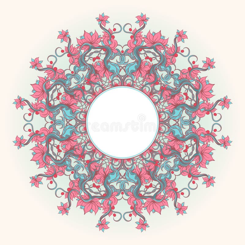 Round Pattern with Pink Flowers Stock Vector - Illustration of design ...