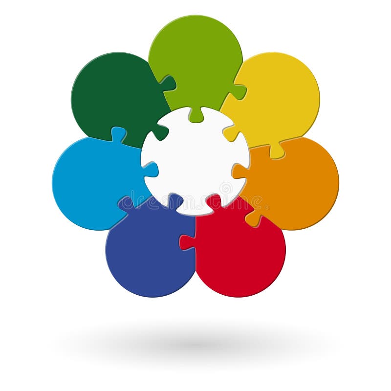 3d People Team Group on Round Concept Teamwork Puzzle Stock ...