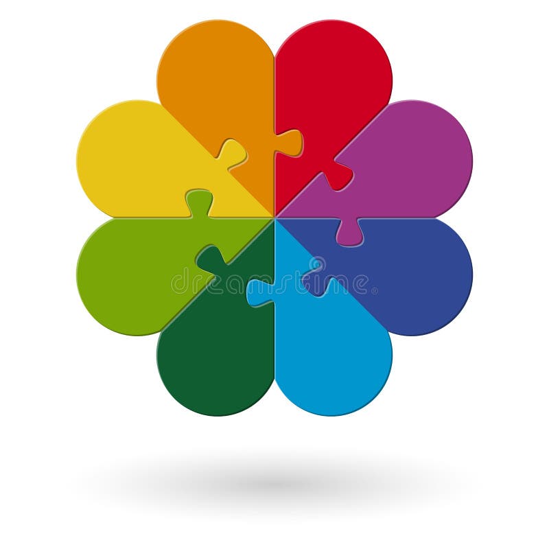 Round Flower Puzzle Colored Stock Vector - Illustration of graphics ...