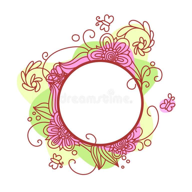Round flower vignette stock vector. Illustration of contour - 13383776