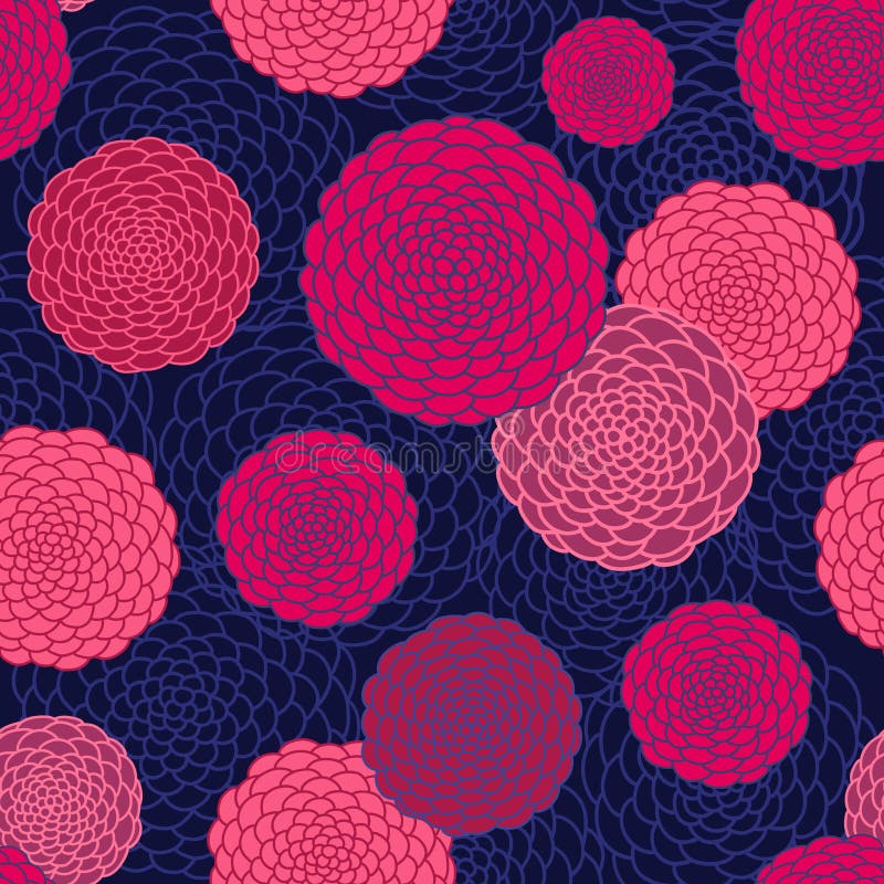 Round Flowers Seamless Pattern. Stock Vector - Illustration of cute ...