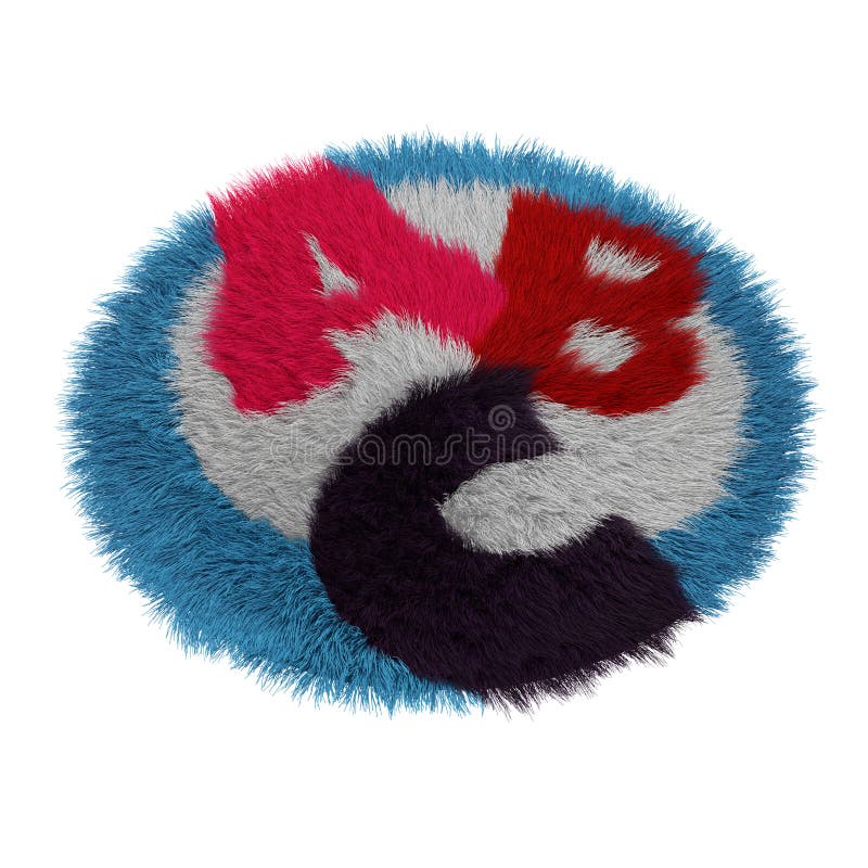 Round Fluffy Soft Wool Carpet Abc on a White Background 3d Rendering ...