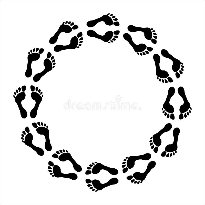 Round Foot Step Frame. Imprint, Silhouette of a Bare Human Foot Stock ...
