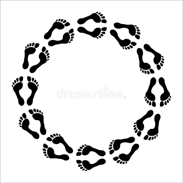 Round Foot Step Frame. Imprint, Silhouette of a Bare Human Foot Stock ...