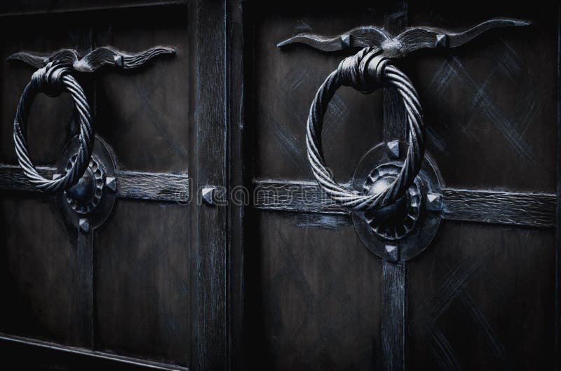 Round Forged Metal Handles in Cold Tones Stock Image - Image of antique ...