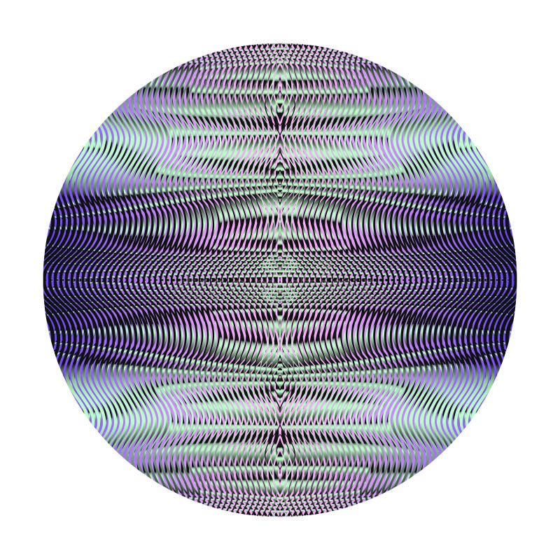 Round Shape with Wavy Meditative Linear Texture Isolated on White ...