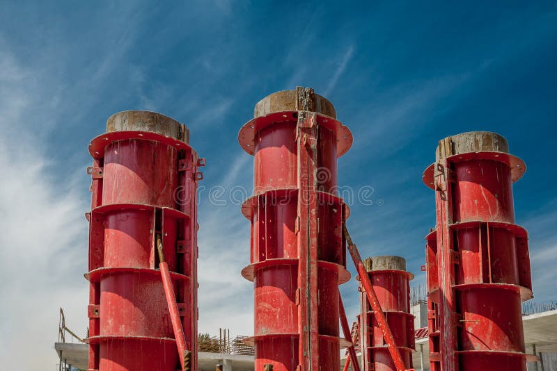 Round formwork columns stock photo. Image of crane, element - 252312160