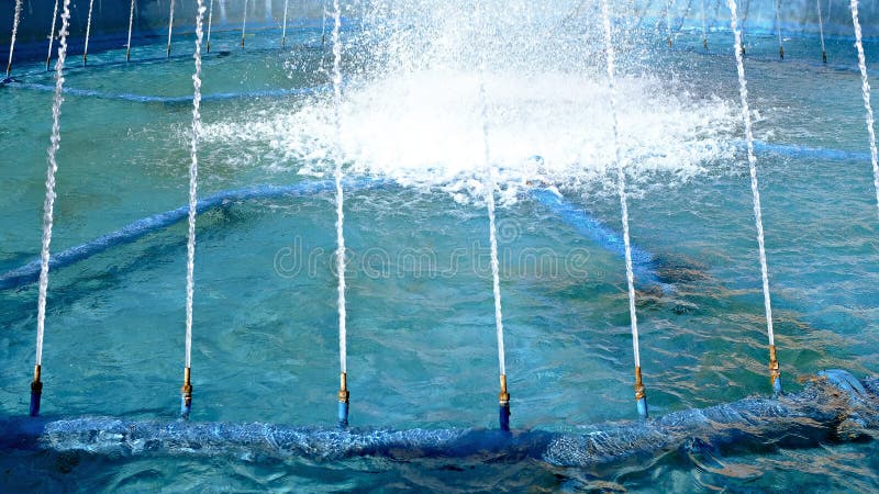 Round Fountain Close-up. Round Fountain with Clear Turquoise Water ...