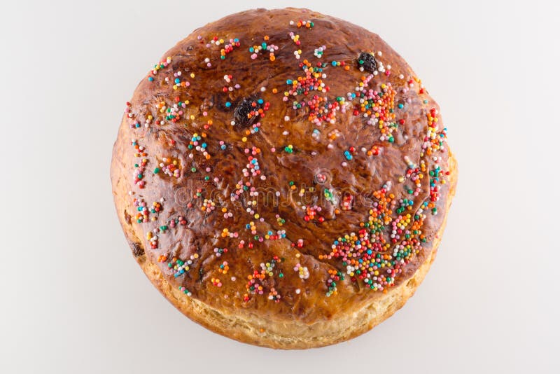 Round fragrant Easter bun stock image. Image of beautiful - 269064349