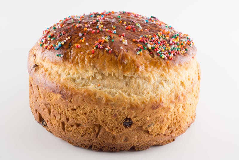 Round fragrant Easter bun stock photo. Image of decorated - 258494424