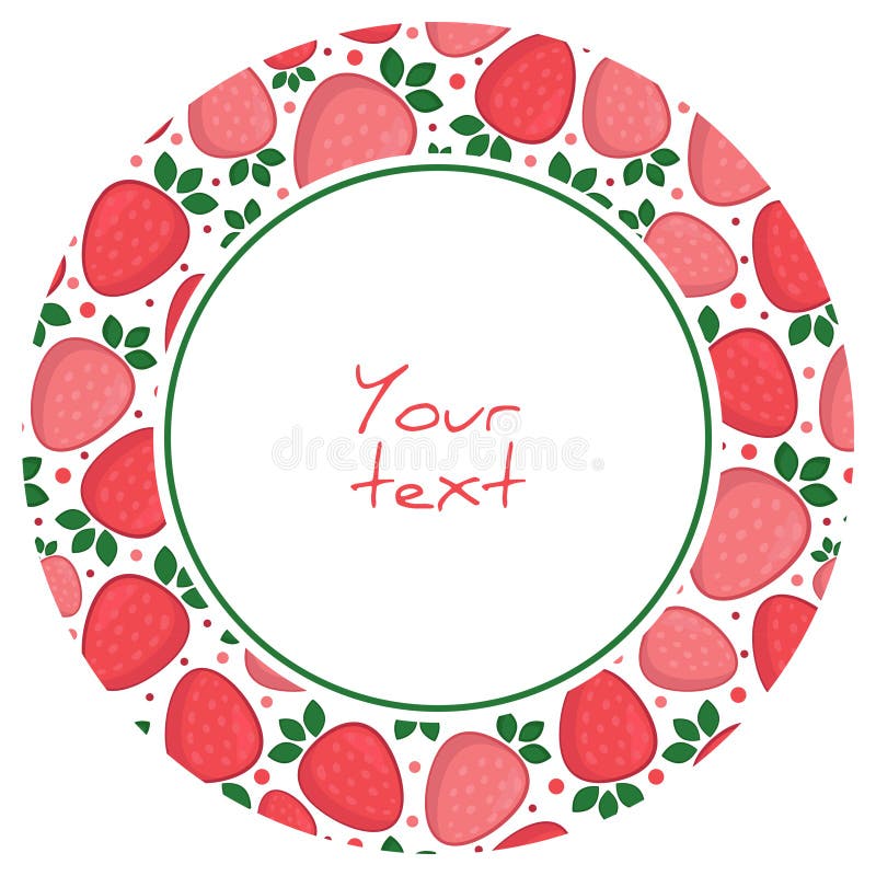 Round Frame with Abstract Strawberries. Stock Vector - Illustration of ...