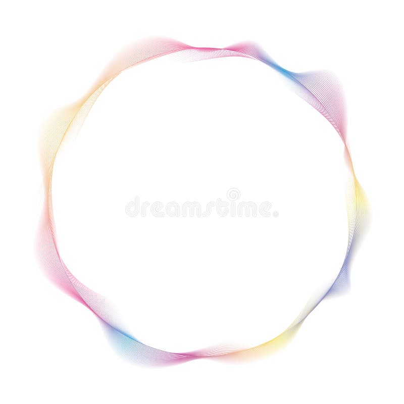 Round Frame with Abstract Vector Rainbow Colored Waves Lines on White ...