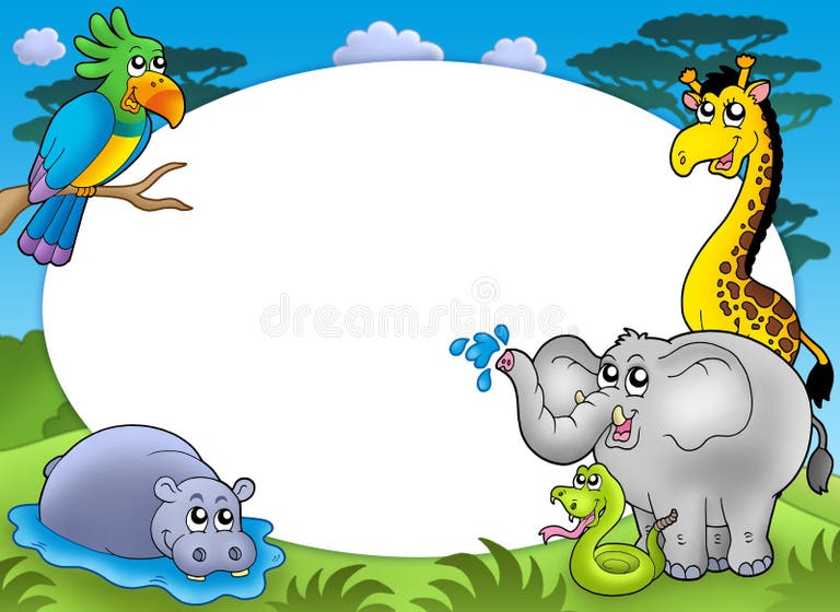 Round Jungle Animals Frame Stock Illustrations – 66 Round Jungle ...