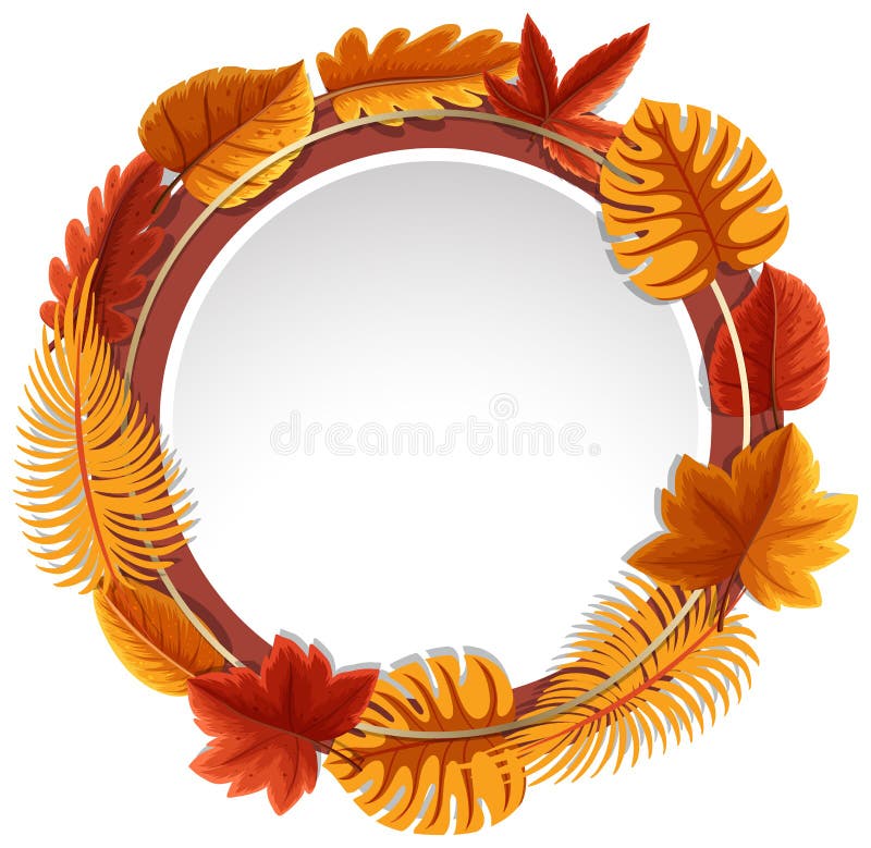 Round Frame with Autumn Foliage Stock Illustration - Illustration of ...