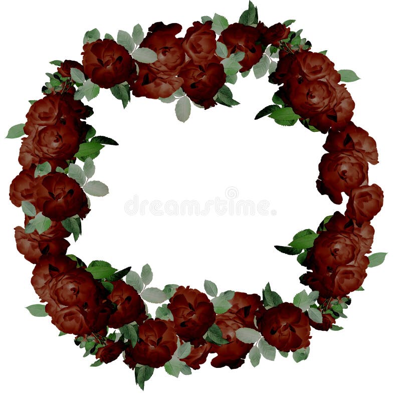 Round Frame for Backdrop and Background with Flowers and Leaves Stock ...