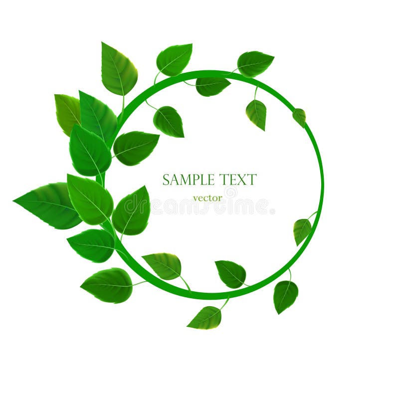 Round Frame, Banner, Green Leaves, for Your Text, Vector Stock Vector ...