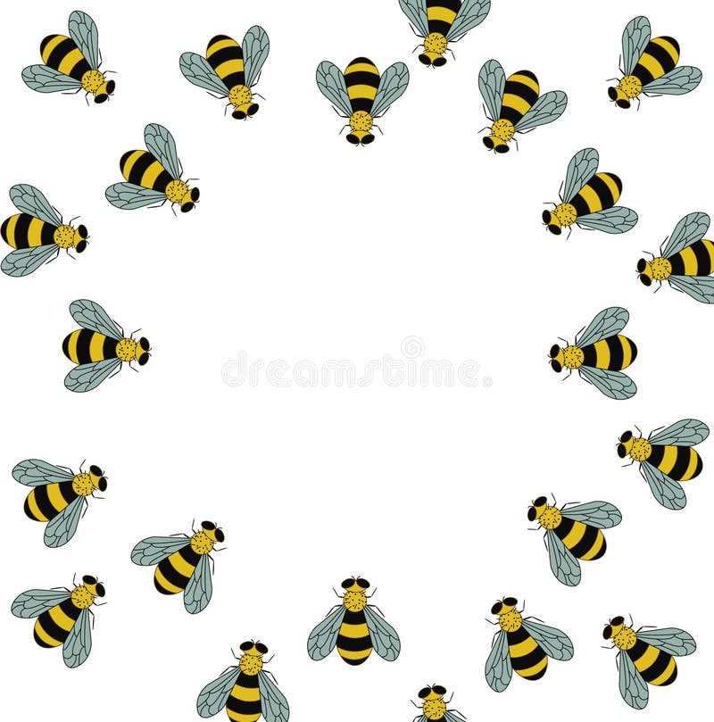 A Round Frame Bee Illustration. Stock Vector - Illustration of element ...