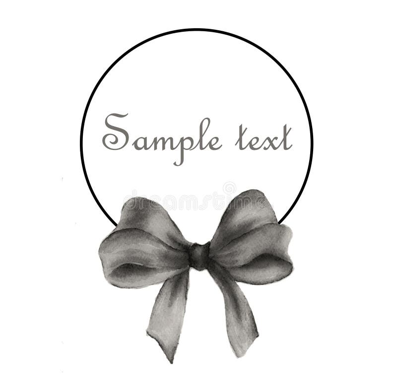Round Frame with Black Gift Bow Drawing and Place for Text. Stock ...