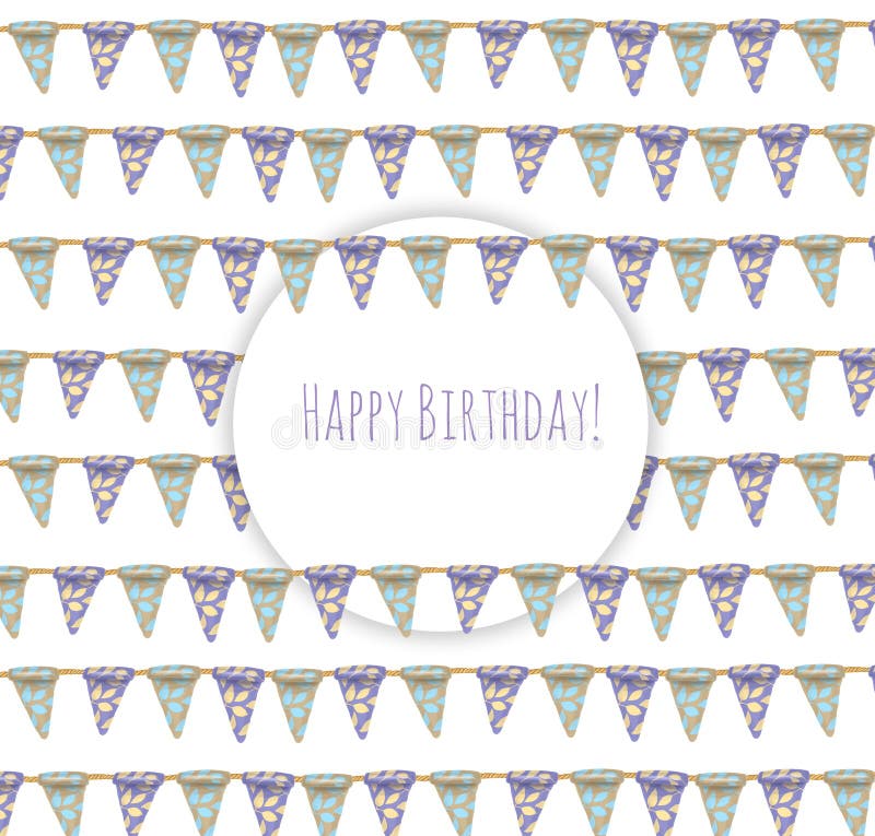 Round Frame on Blue and Brown Floral Hanging Flags Background Stock ...