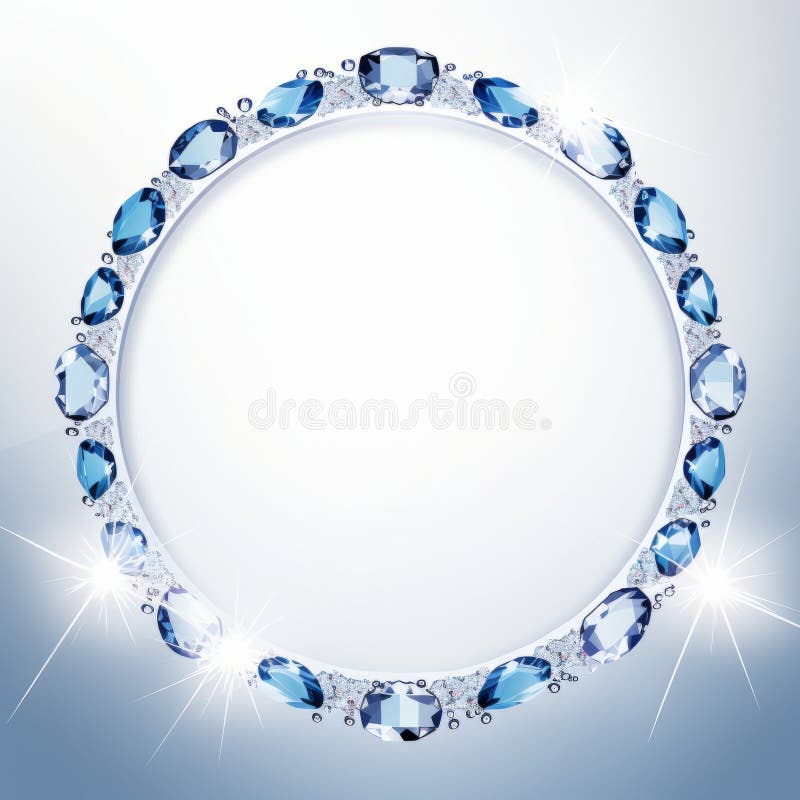 A Round Frame with Blue Diamonds on a White Background Stock ...