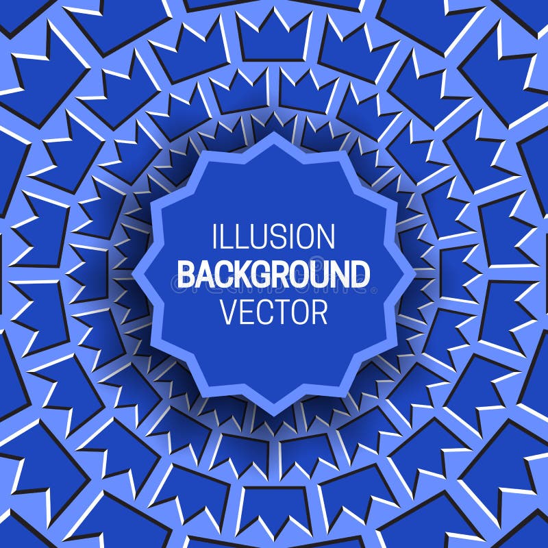 Round Frame on Blue Optical Illusion Hypnotic Background of Rotating ...