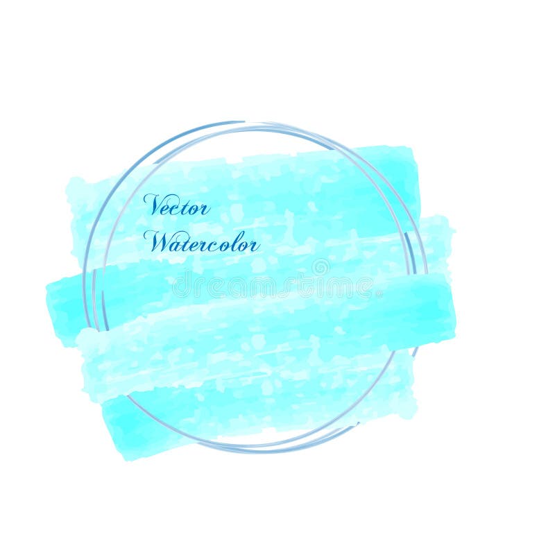 Round Frame with Blue Watercolor Brush Strokes Stock Vector ...