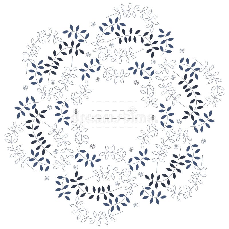 Round Frame with Branches, Leaves and Small Decorative Circle Elements ...