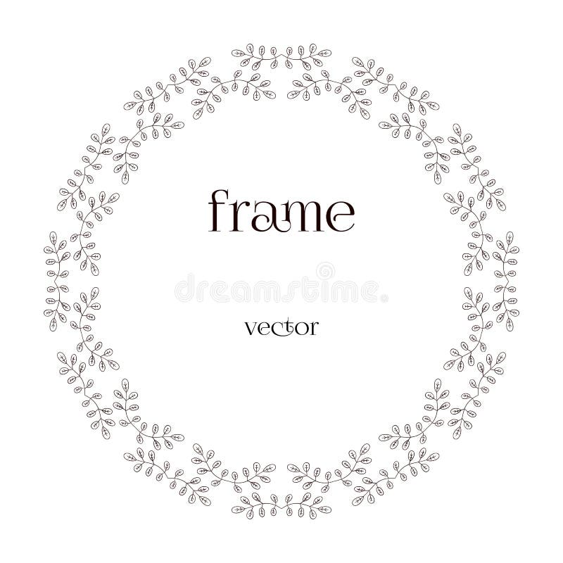 Round Frame of the Branches and Leaves Stock Vector - Illustration of ...