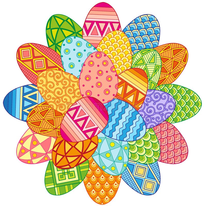 Round Frame of Bright Easter Eggs. Vector Elements Isolated. Background ...