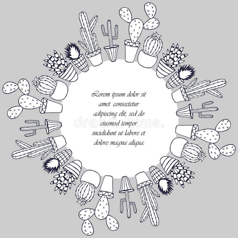 Round Frame of Cacti. Place for Text. Eps10 Vector Illustration Stock ...