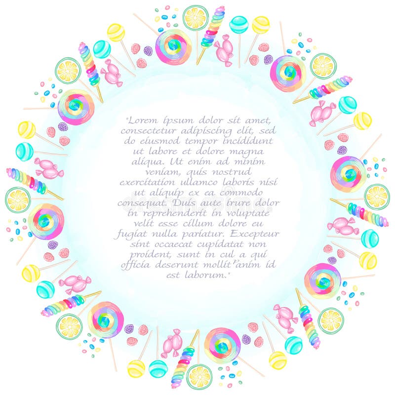 Frame of candies in stock illustration. Illustration of cute - 100907463