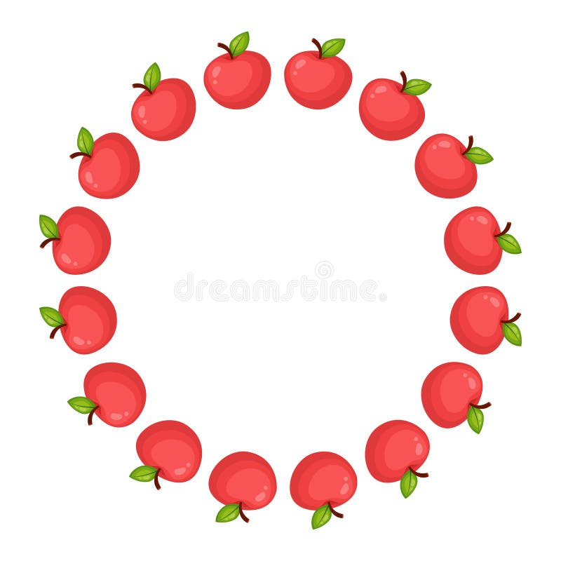 Round Frame of Cartoon Apples. Vector Illustration Stock Vector ...