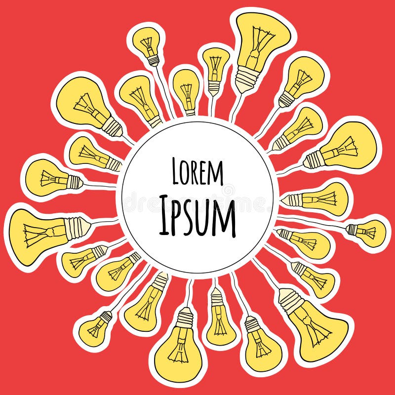 Round Frame with Cartoon Bulbs and Place for Text Stock Vector ...