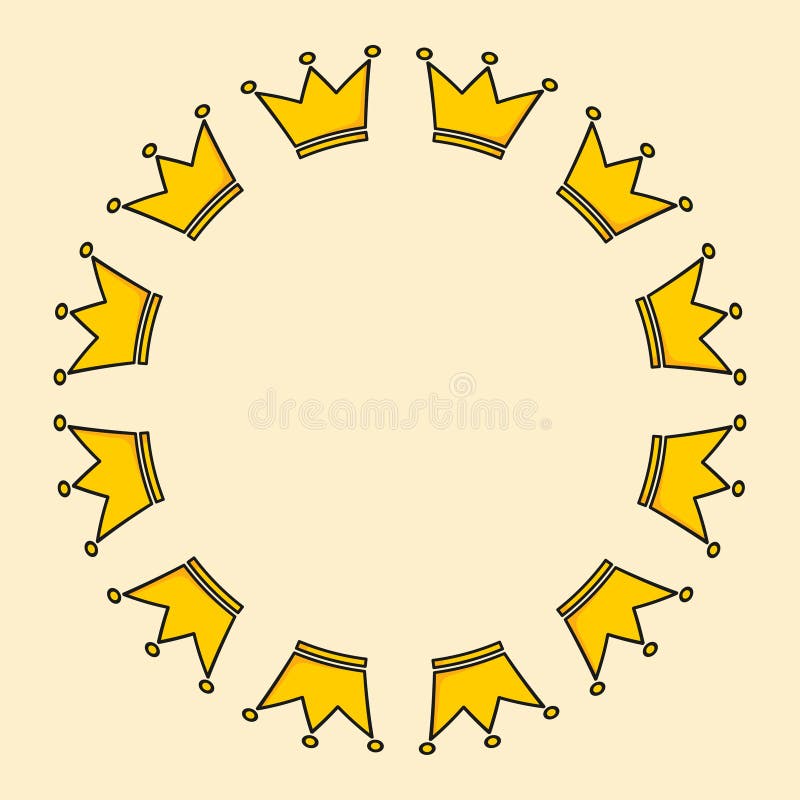 Round Frame of Cartoon Crowns. Vector Illustration Stock Vector ...