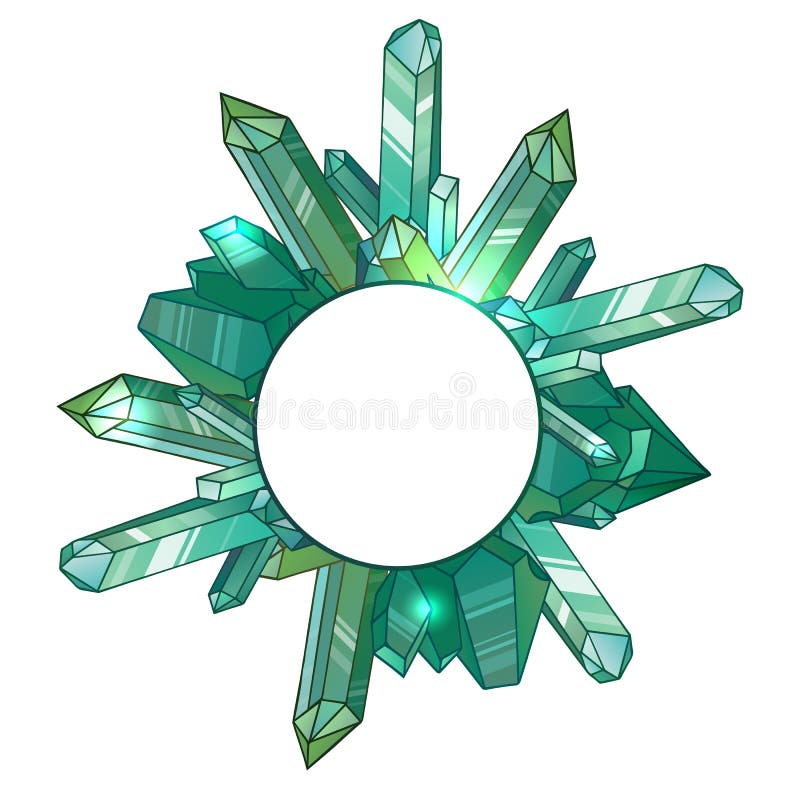 Round Frame with Cartoon Crystals and and Place for Text Stock Vector ...