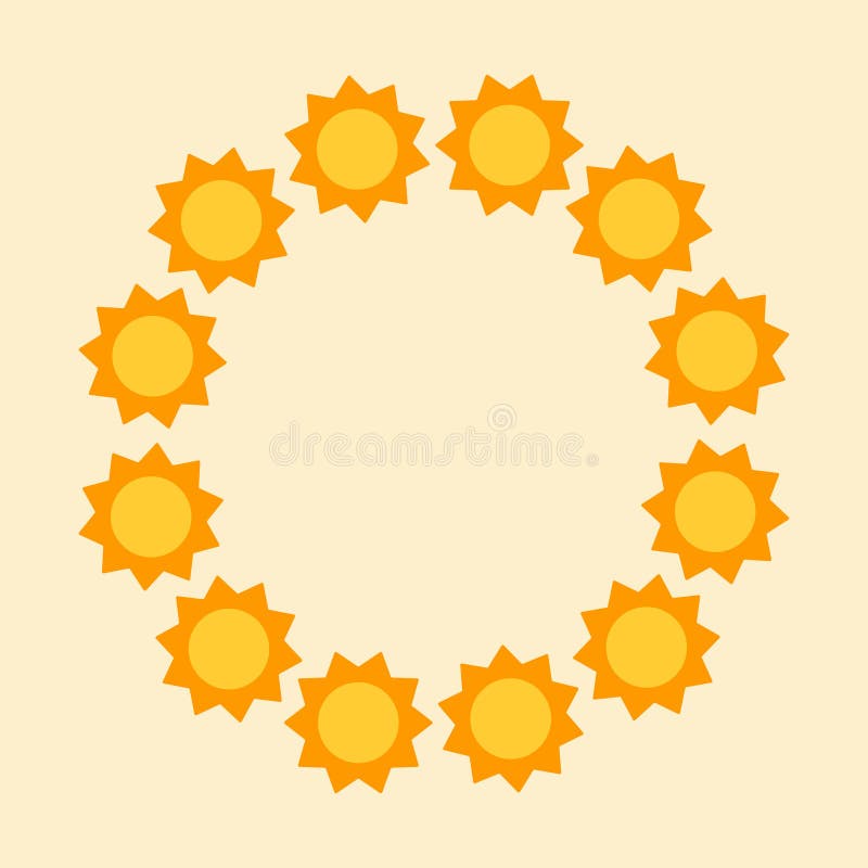 Round Frame of Cartoon Suns. Vector Illustration Stock Vector ...