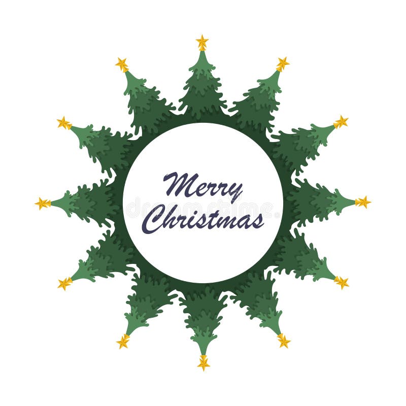 Round Frame with Christmas Trees Stock Vector - Illustration of pine ...