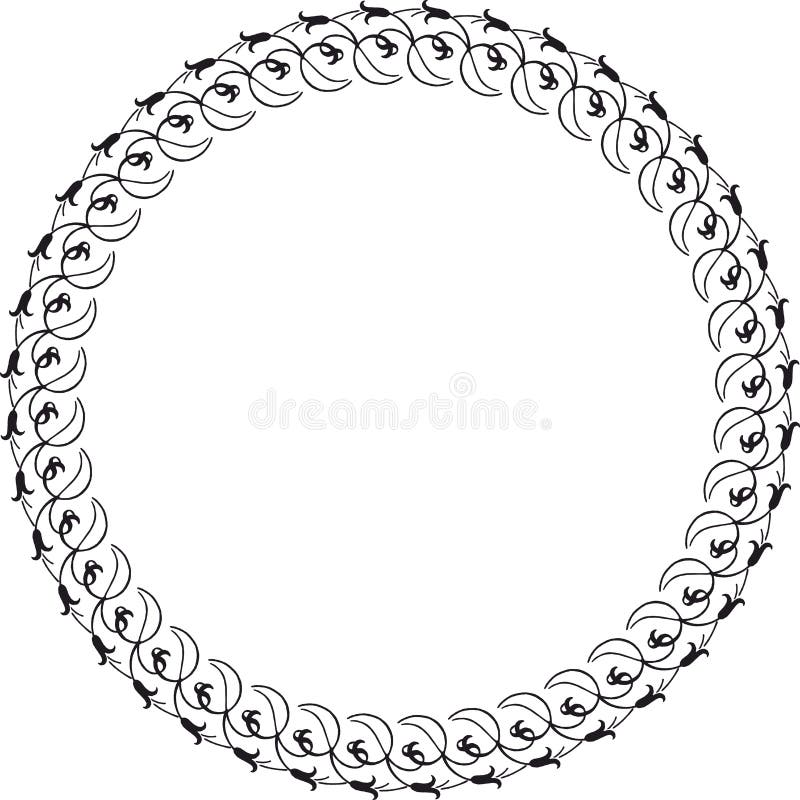 Round Frame. Circle Ornamental Decorative Frame with Floral Element ...