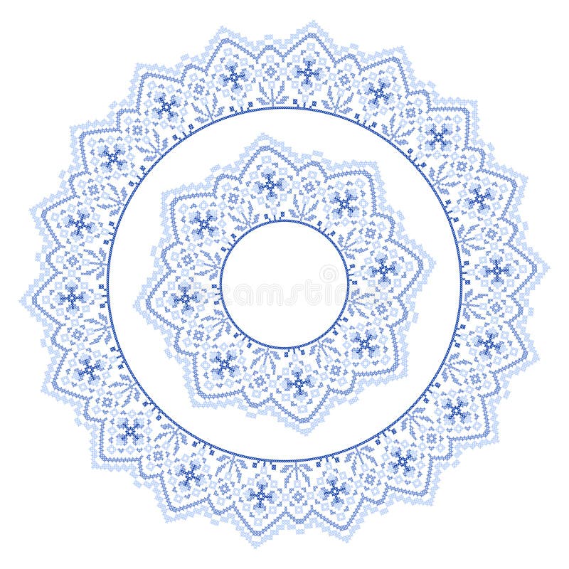 Round Frame Cross-stitch Motifs Stock Vector - Illustration of cross ...
