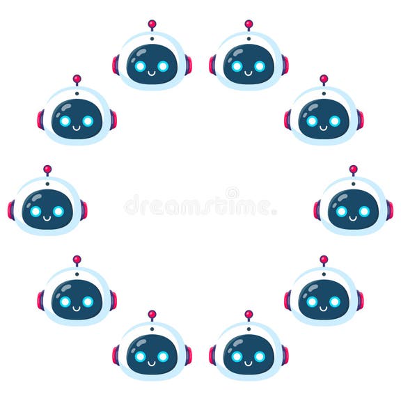 Round frame. Cute robots stock vector. Illustration of kids - 376404696