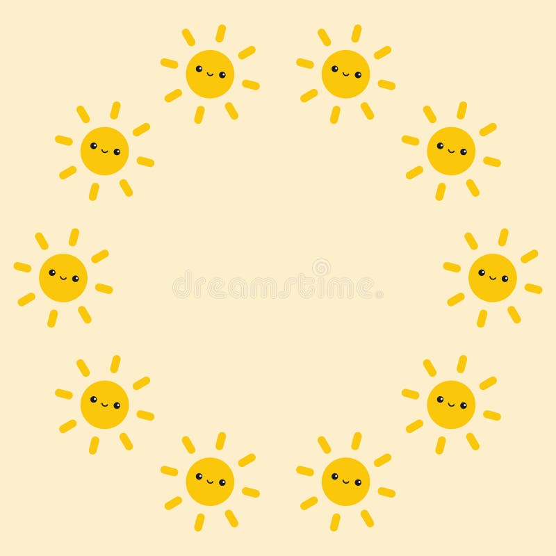 Round Frame Cute Suns. Vector Illustration Stock Illustration ...