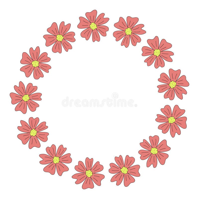 Round Frame with Daisy Flowers and Place for Text, Spring Design ...